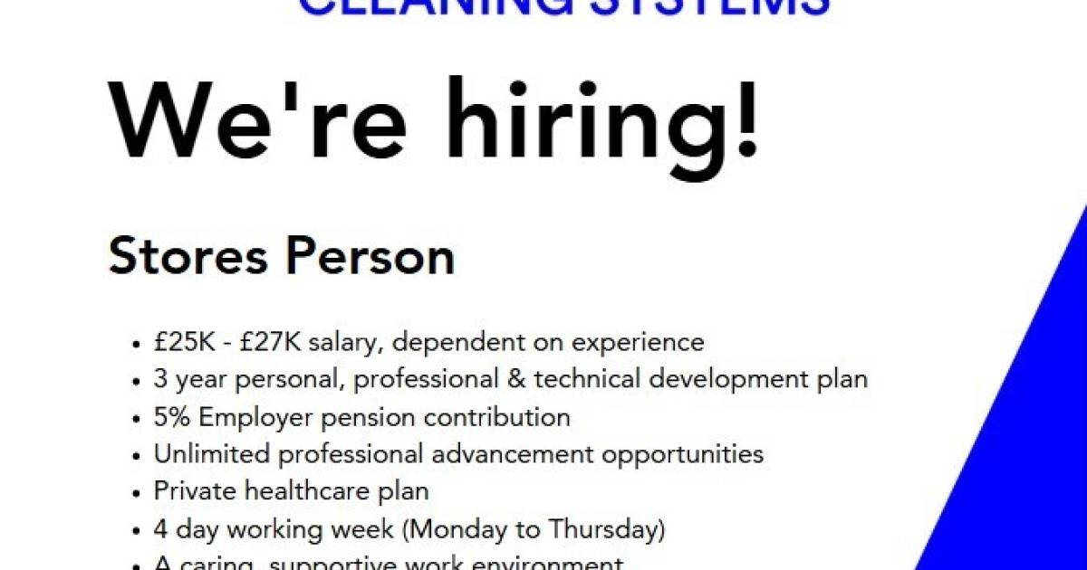 We're Hiring - Stores Person | Arcus Cleaning Systems